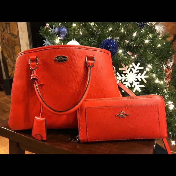 Coach | Bags | Coach Orange Carryall Shoulder Bag With Wallet | Poshmark